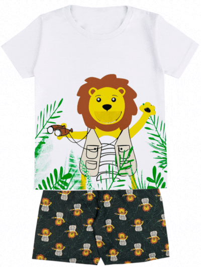 Conjunto Infantil Meia Malha/Tactel Leão Pegolin 17063 Branco